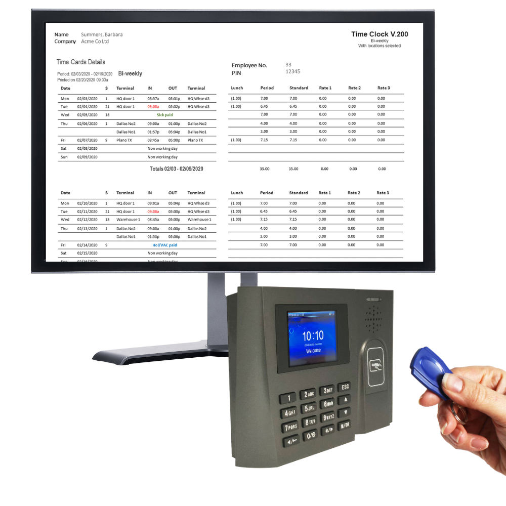 Time clock Proximity RFID tag time recorder Free support — Time Clocks Inc