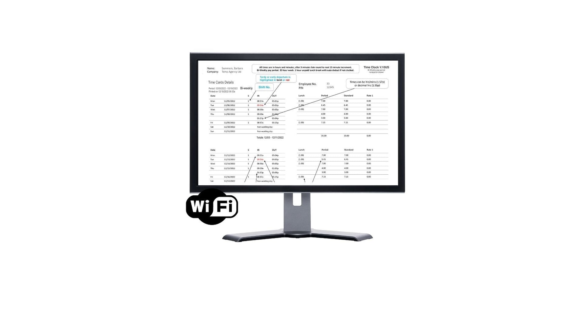 Time clock Face recognition time recorder wifi Free Support — Time ...