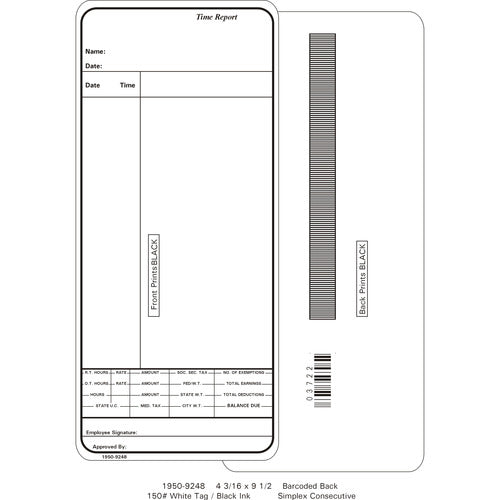 Simplex 1950-9248 Time Cards (Pack of 1000's $103.00) — Time Clocks Inc