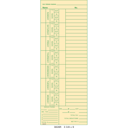 Time Cards Time Clock 95 Count Monthly Cards Timecard For Employee ...